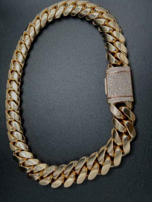 Solid Cuban Chain With Diamond Lock – Treasures Jewels